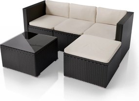 Juskys Polyratanová zahradní souprava Punta Cana Barva: krémová / písková, Velikost: L