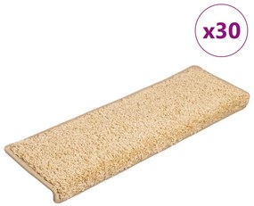 Schodové rohože 30 ks 65 x 21 x 4 cm krémové s obdélníkovým okrajem 3365829