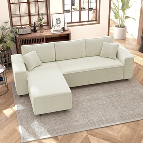 HOMCOM L-tvará pohovka pro 3 osoby s otočnou chaise longue, 2 polštáře, pružinové polstrování, rohová pohovka na zahradu do obývacího pokoje a ložnic…