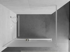 Mexen Kioto+, sprchová zástěna Walk-In s poličkou a věšákem 110 x 200 cm, 8mm sklo námraza, bílý profil, 800-110-121-20-30