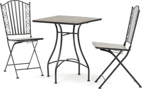 Zahradní set GARDENZEN 1+2 - keramická mozaika / černá kovová konstrukce