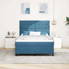 Postel s boxspringem s čelo Tmavě modrá 160 x 200 cm samet 3339846