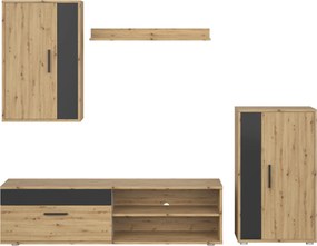 HALMAR BENSON obývací stěna dub artisan/černá