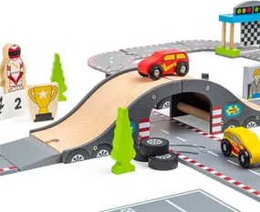 Bigjigs Rail Dřevěná autodráha závodní den / od 3 let
