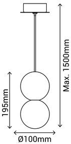 Šedé závěsné svítidlo SULION Creta, výška 150 cm