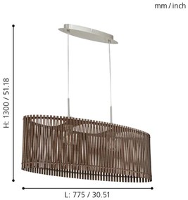 Eglo 96201 - Lustr SENDERO 2xE27/60W/230V