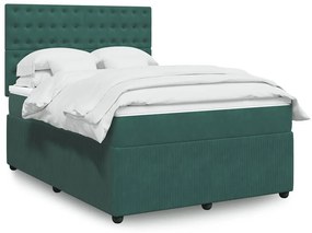 Box spring postel s matrací tmavě zelená 140x200 cm samet 3294673