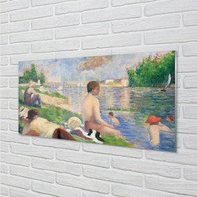 Obraz na skle Art pláž na jezeře 140x70 cm