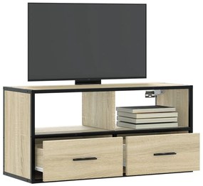 TV skříňka dub sonoma 80 x 31 x 39,5 cm kompozitní dřevo a kov