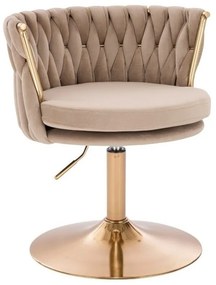 LuxuryForm DESIGN Otočná židle LYON VELUR na zlatém talíři - latte