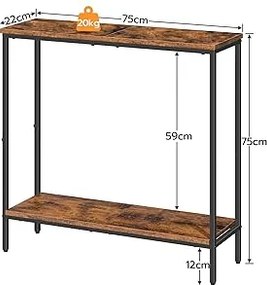 Konzolový stolek Vasagle Mijon 75 cm hnědý/černý
