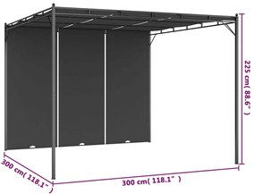 vidaXL Marketos Zahradní altán s bočním závěsem 3 x 3 x 2,25 m antracitový