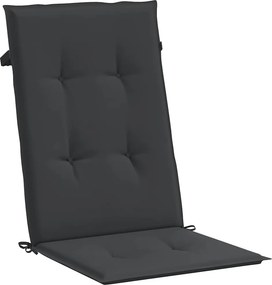 Podušky na židli vysoké opěradlo 6 ks černé 120x50x3 cm textil 314111