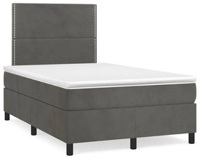 Box spring postel s matrací a LED tmavě šedá 120 x 190 cm samet