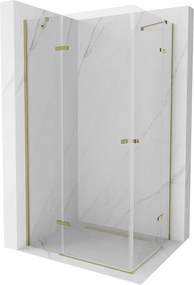 Mexen Roma Duo, sprchový kout 100 (dveře) x 90 (dveře) cm, 6mm čiré sklo, zlatý profil, 854-100-090-50-00-02