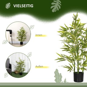 HOMCOM Umělý Bambus Velký 90 cm, Plastové Bambusové Umělé Rostliny, Realistický Faux Bambus v Květináči pro Obývací Pokoj, Ložnici, Zahradu