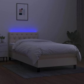 Box spring postel s matrací a LED krémová 80 x 200 cm textil 3133354