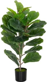 HOMCOM umělá rostlina Ficus Lyrata, 80 cm vysoká, do interiéru s květináčem, dekorace do domova a kanceláře, zelená