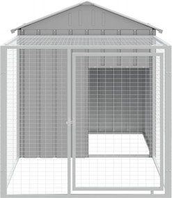 Klec pro kuřata s výběhem světle šedá 117 x 201 x 123 cm pozinkovaná ocel 172354