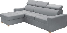 Rohová rozkládací sedací souprava do L MONSUM, 245 cm, s úložným prostorem Roh pohovky: Levý roh, Barva látky: Světle šedá (Kronos 53)