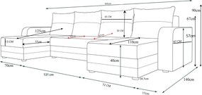 Rozkládací sedací souprava do U VALERIO 305x140 cm, tmavě šedá