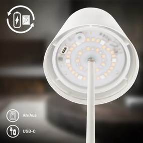 Briloner 7510016 - LED RGBW Stm stolní lampa CALIDA 2,5W/5V IP44 1200 mAh bílá