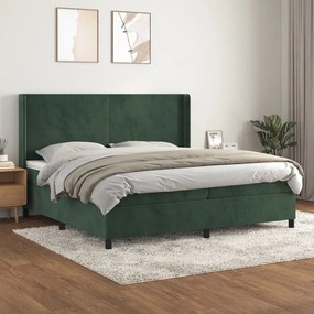 Box spring postel s matrací tmavě zelená 200x200 cm samet 3132582