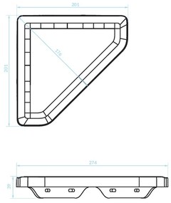 Kuchinox APO, nástěnná rohová polička 201x201x39 mm, bílá matná, LAV-AKA_603T