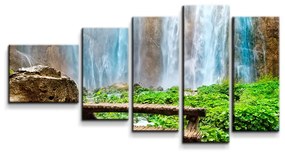 Sablio Obraz - 5-dílný Posezení u vodopádu - 100x60 cm
