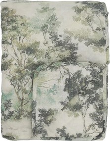 Prošívaná deka/ přehoz Aix s botanickým vzorem v olivových tónech – 180*130 cm