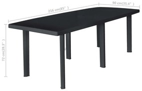 vidaXL Marketos Zahradní stůl antracitový 216 x 90 x 72 cm plastový