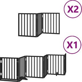Zábrana pro psy s dvířky skládací 12 panelů černá 600 cm topol 3155542