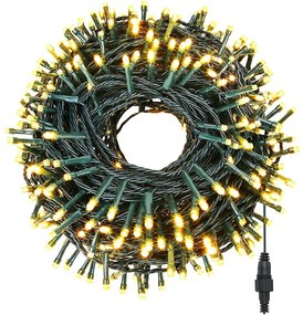 LED světelný řetěz s možností výběru velikosti a barvy - 240 LED, teplá bílá