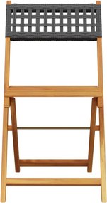 3dílný bistro set černý polyratan a masivní dřevo 3281838