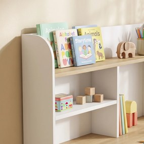 AIYAPLAY Dětský psací stůl, dětský stůl se zásuvkou, knihovnou a úložným prostorem pro děti 3-8 let, 80 x 50 x 100 cm, bílý