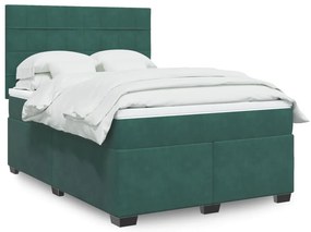 Box spring postel s matrací tmavě zelená 160x200 cm samet 3293257