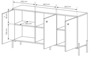 Komoda Scandia 3D (dub scandi + jedlička scandi). 1071387