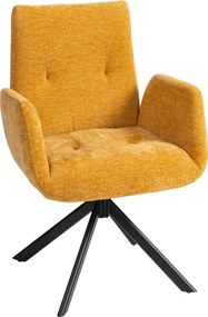 HOMCOM Polstrované křeslo, akcentové křeslo, moderní design, otočné, do 120 kg, žluté