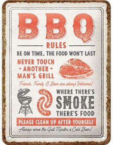 Postershop Plechová cedule: BBQ rules - 15x20 cm