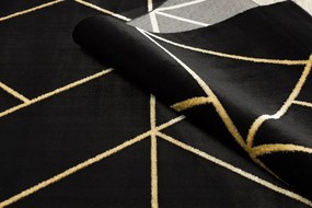 Dywany Łuszczów, Kusový koberec Emerald geometric 1012 black and gold, 140x190, černá, chodba / předsíň