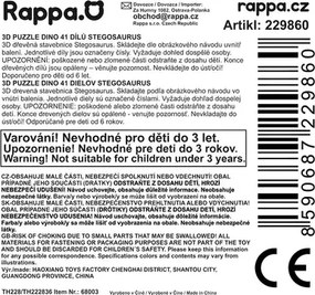 RAPPA Dřevěné 3D puzzle Stegosaurus / 41 dílků