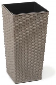 Květináč lamela květináč finezia eco wood rattan 30 x 30cm, výška 57cm, šedý