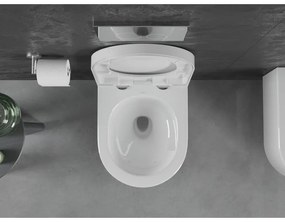 Mexen Sofia, závěsná WC mísa 490x360x355 mm, Rimless Tornádo + WC sedátko z duroplastu, bílá lesklá, 30540200T