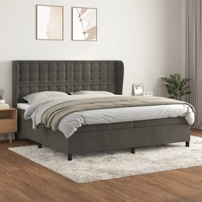 Box spring postel s matrací tmavě šedá 200x200 cm samet,  3129472