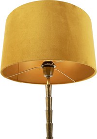 Stolní lampa v art deco stylu s sametovým stínítkem žlutá 35 cm - Pisos