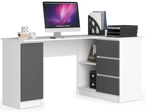 Ak furniture Rohový psací stůl B20 155 cm pravý bílý/šedý