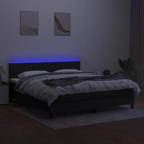 Box spring postel s matrací a LED černá 160x200 cm textil 3133327