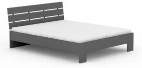 Manželská postel REA Nasťa 160x200cm - graphite, 1. pás čela 1102 - cappuccino, 2. pás čela 1027 - bílá, 3. pás čela v barvě postele