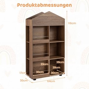 Costway Montessori dětská polička 116 cm knihovna dětská dřevěná a úložný