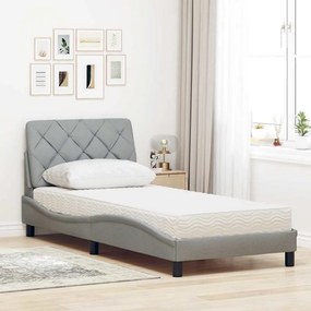 Postel s matrací světle šedá 90 x 200 cm textil 3310713
